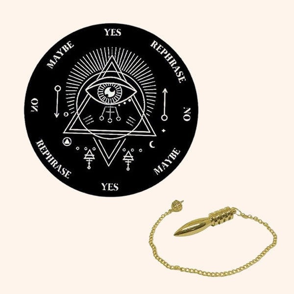 VASTU EVIL EYE BOARD WITH BRASS PENDULAM (PENDULAM ASSORTED) 9 INCH